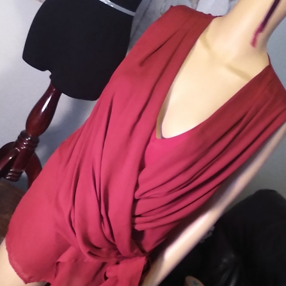 H&M | Tops | Cranberry Maroon Burgundy Color Top Tie At Side Is Decorative Not Functional | Poshmark